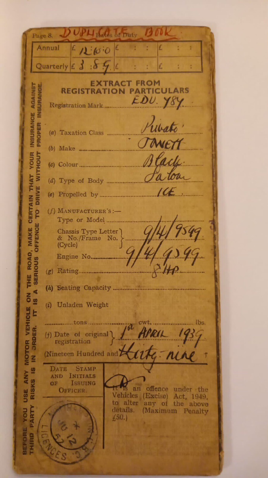 Old Vintage RF60 Car Log Books 1920s/30s Austin, Morris, Rover , Jowett ...