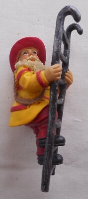 Santa Claus Ornament to the Rescue Climbing Ladder Fireman 3-3/4" H x 1 ...