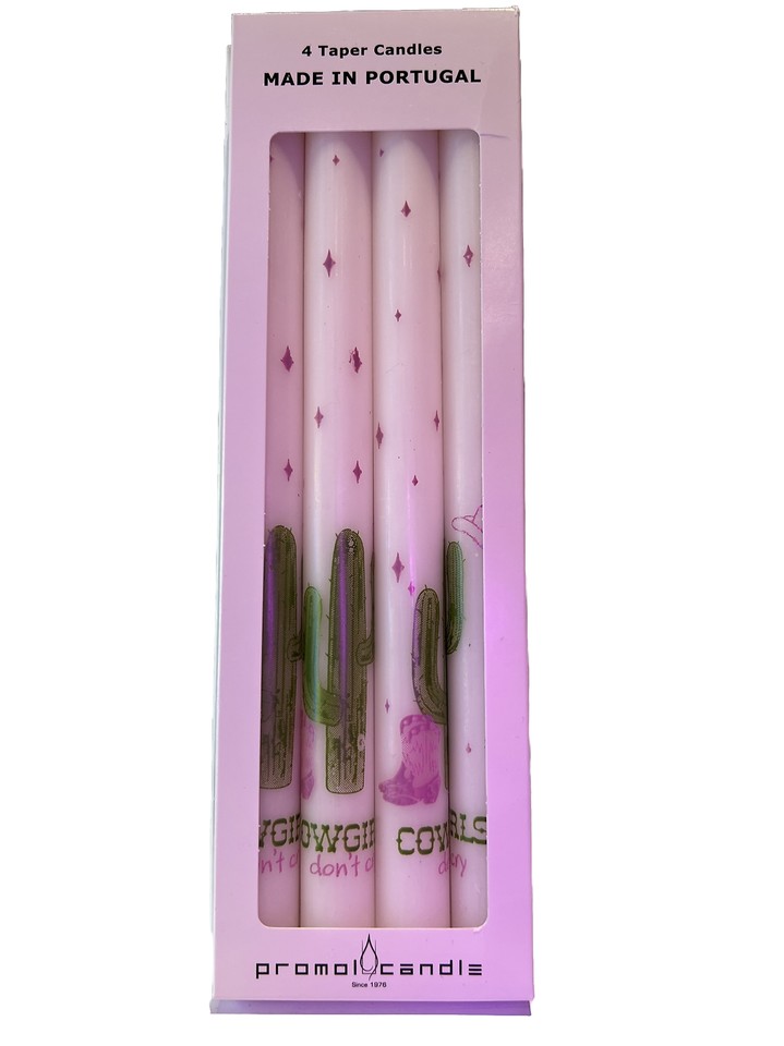 Disco Cowgirls Don’t Cry -Set of 4 White Unscented Taper Candles -Made ...