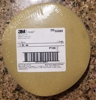 3M Hookit 100 grit 50 pieces, 55589 P100 6 inch Paper Sanding Disc Roll ...