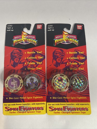 Bandai Mighty Morphin Power Rangers Spin Fighters Set Of 4 Tops ...