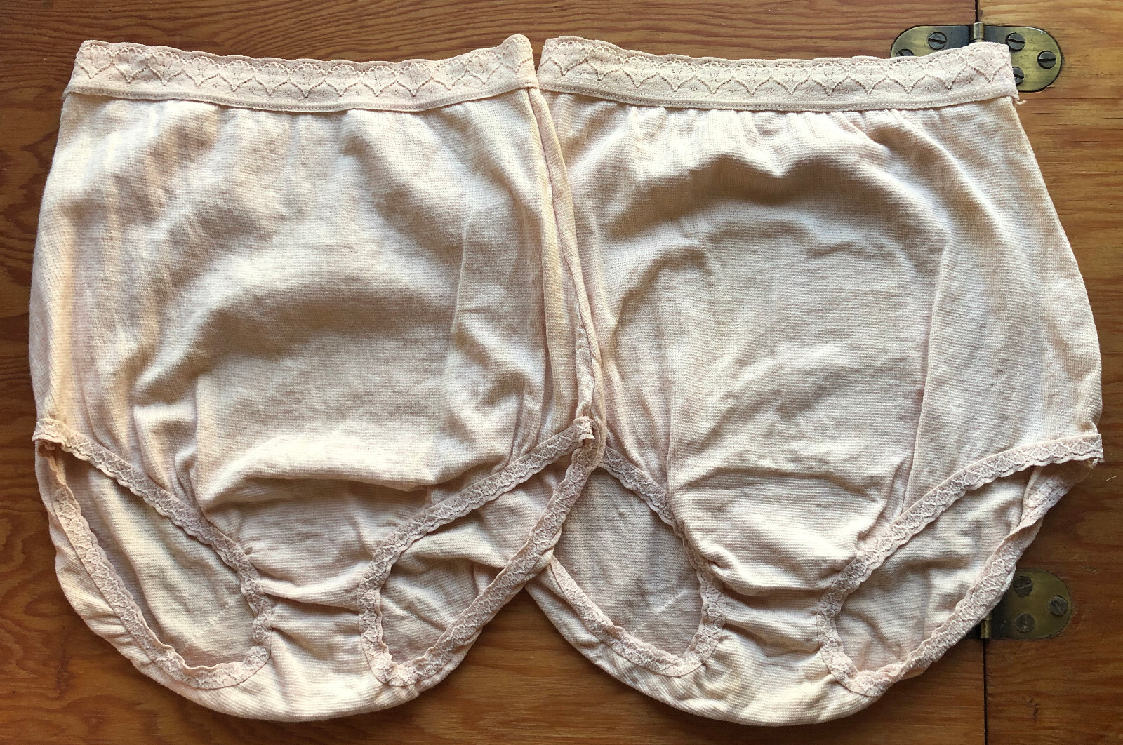 2 Vintage Cotton Granny Style Panties Beige Hearts Elastic Waist S/M | eBay