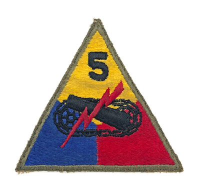 WWII US Army 5th ARMOR ARMORED DIVISION Patch SSI Cut Edge No Glow WW2 ...