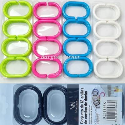 Curtain Rings C Shape Curtain Hooks Shower Bath Tub 🛀 Rings Easy ...