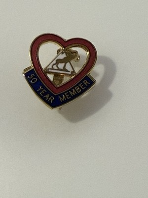 Estate Gold Tone 50 Year Member FHC Moose Heart Lapel Pin | eBay