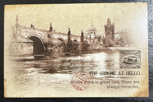 Vintage Inspired Travel Motif Charles Bridge Prague Postcard Ephemera ...