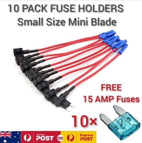 10 Pack 12V Car Add-a-Circuit Mini Fuse Holder Taps with 15 Amp Mini ...