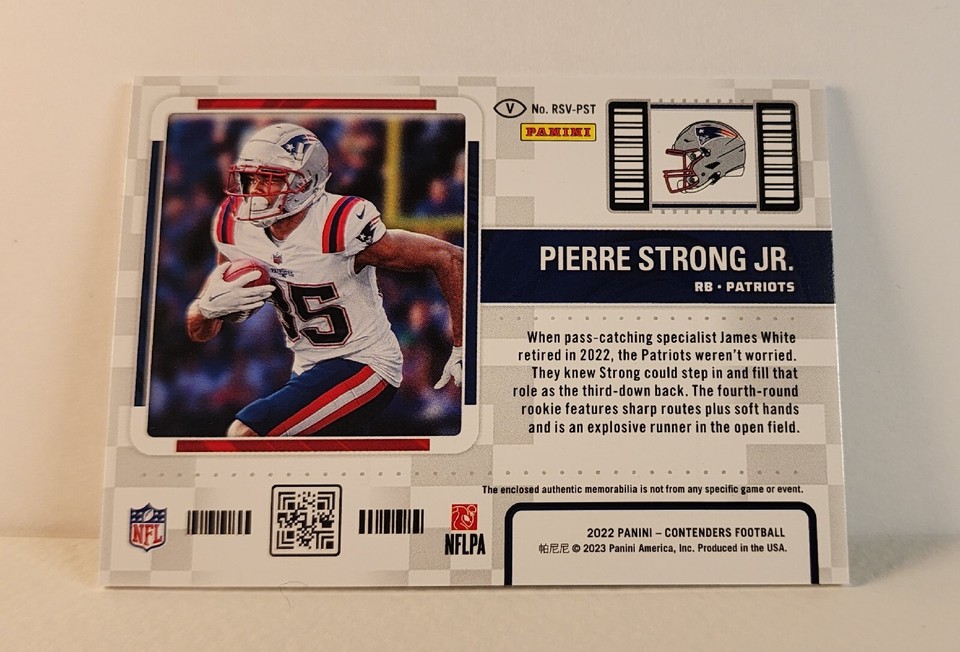 Pierre Strong Jr 2022 Contenders Patch Green Foil no.RSV-PST Patriots ...