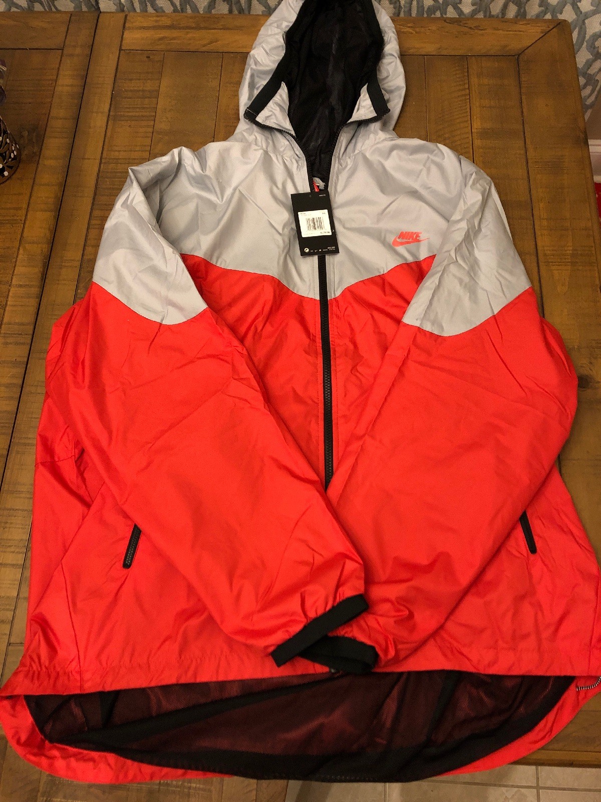 NIKE SPORTSWEAR WINDRUNNER HOODED JACKET GREY/RED MENS SIZE 2XL 917809 ...