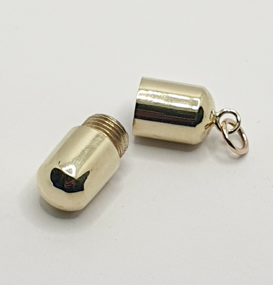 9ct Yellow Gold Pill Box / Snuff Box- Pill-shaped box Screw thread ...