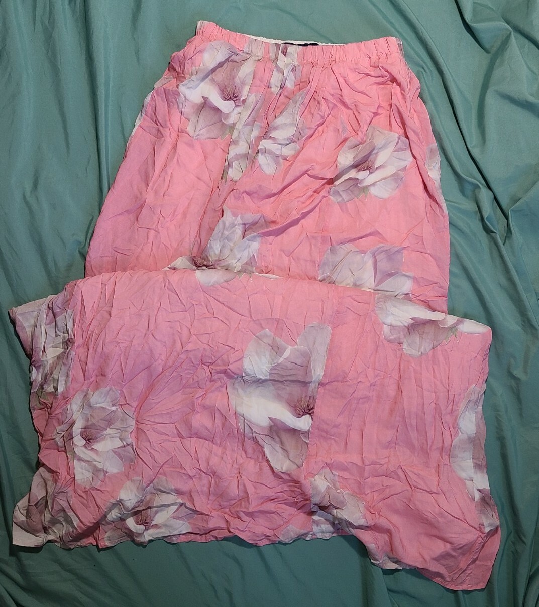 Katie Kime Pink With White Floral Print Maxi Skirt Me… - Gem