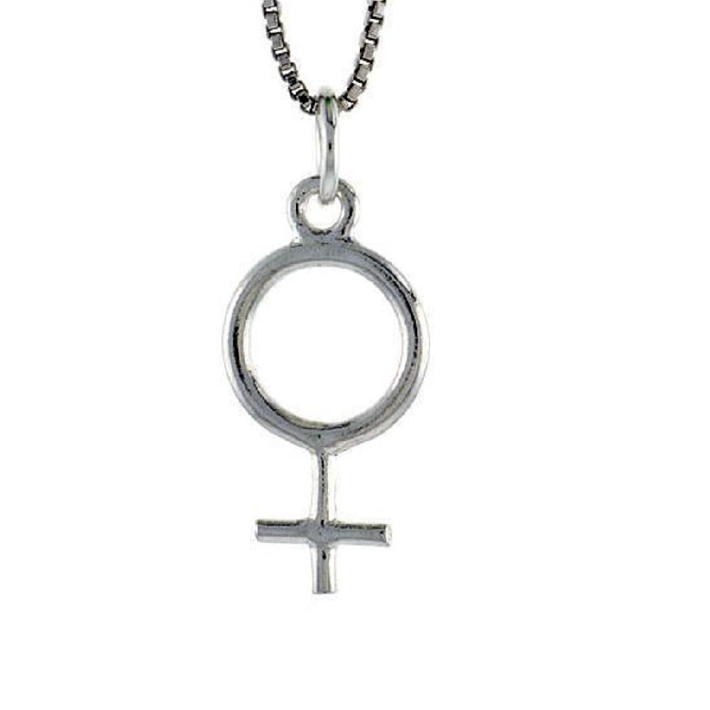 Sterling Silver Female Symbol Pendant / Charm, Italian Box Chain | eBay