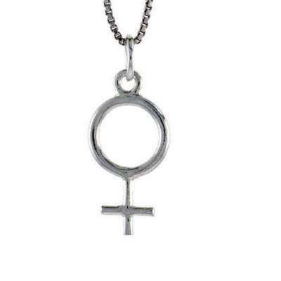 Sterling Silver Female Symbol Pendant / Charm, Italian Box Chain | eBay