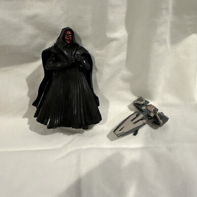 Star Wars TPM Darth Maul figure w/ mini Sith Infiltrator ship-no Binocs ...