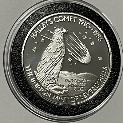 Halley’s Comet 1986 Vintage Rare Coin 1 Troy Oz .999 Fine Silver Art ...