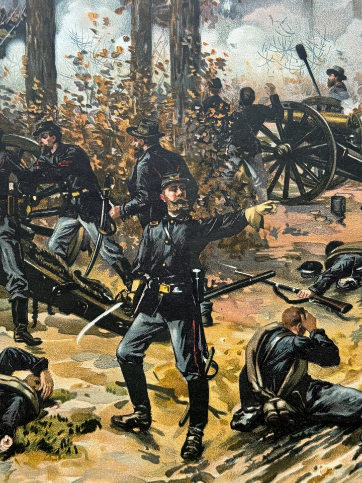 BATTLE OF SHILOH PITTSBURG ORIGINAL CIVIL WAR LITHOGRAPH L. PRANG 1888 ...