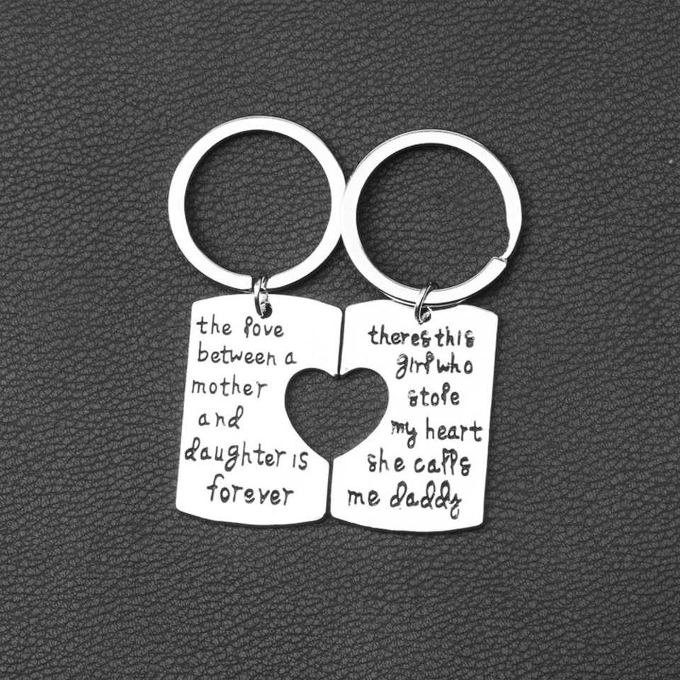 3 PCS Key Rings for Crafts Pendant Keychain Father Daughter Chains Dad ...