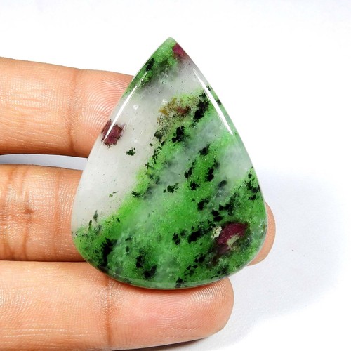 Natural Green Red Ruby Zoisite Gemstone Pear Shape Polished Cabochon 75Cts #9950 | eBay