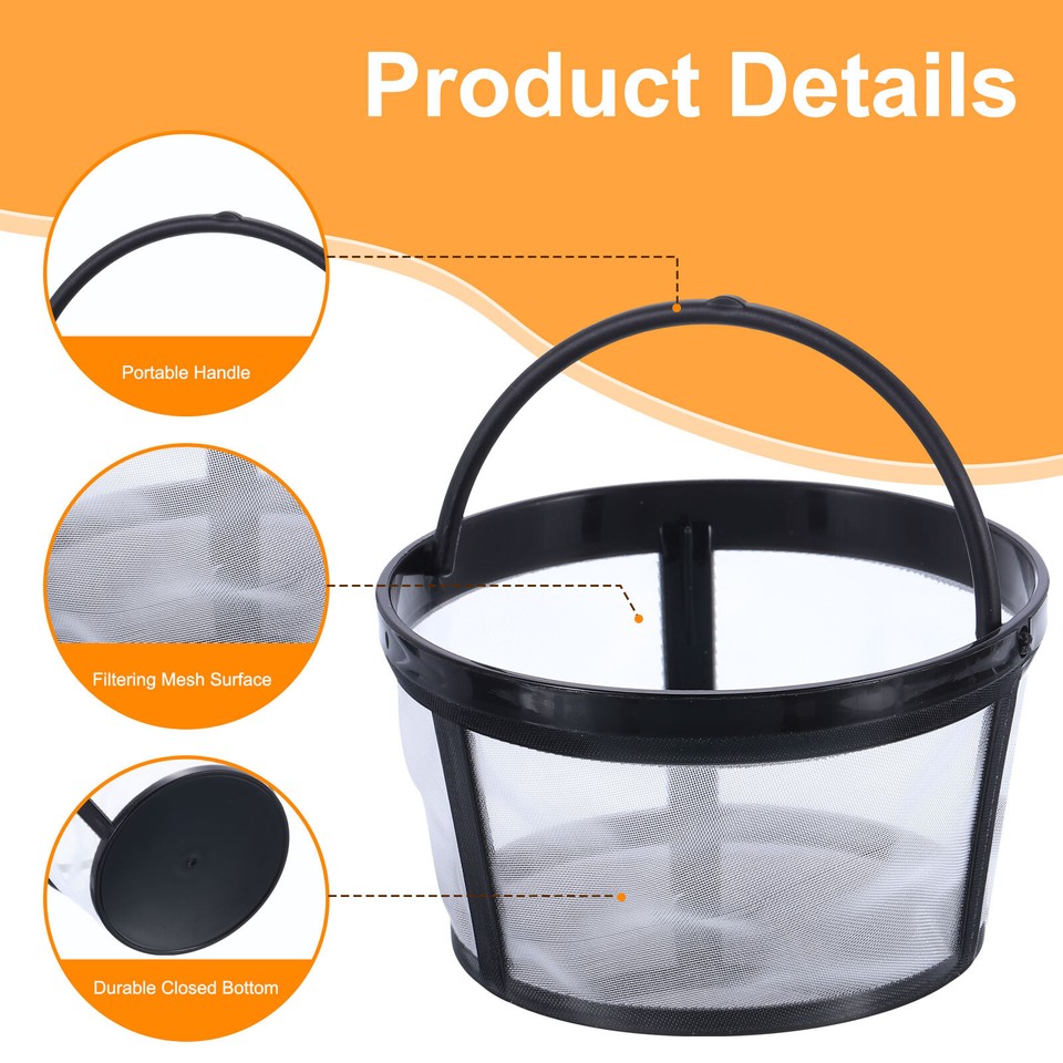 4Pcs Coffee Filter Basket, Reusable Filter Replacement with Closed ...