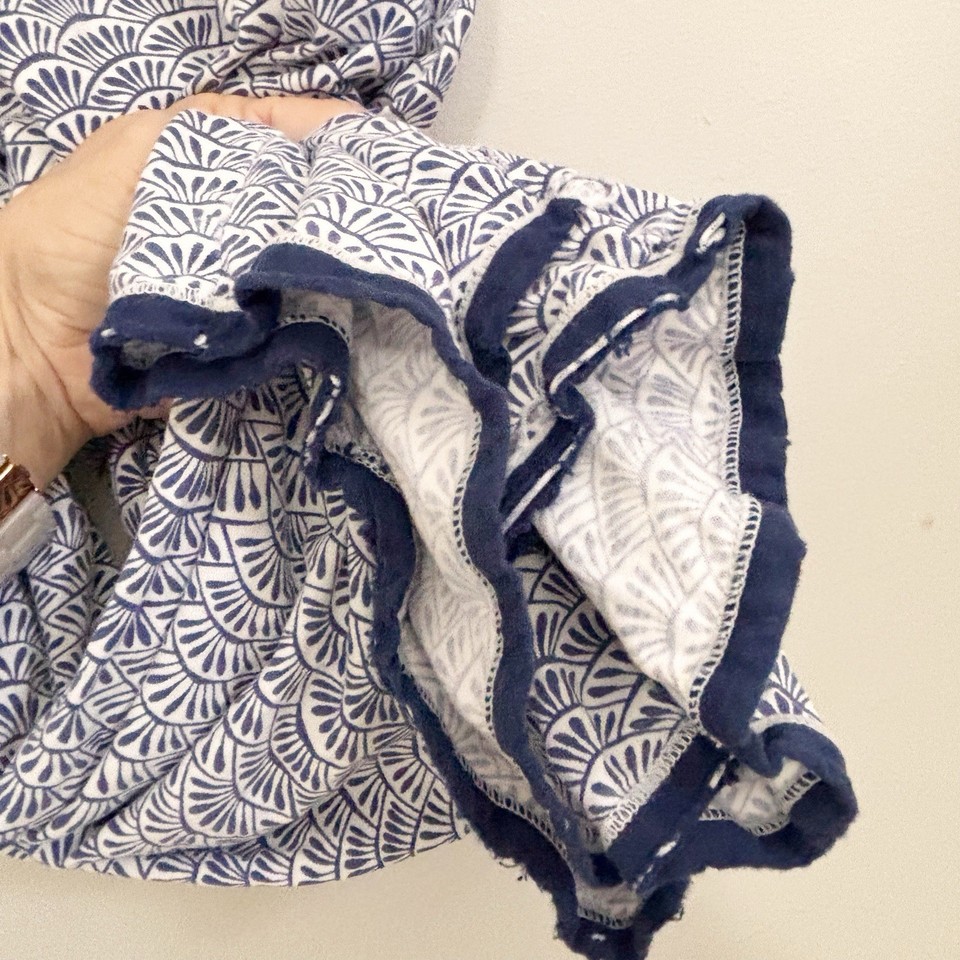 GARNET HILL Women’s Blue Fan Print Two Piece Pajama Set Cropped Size XL ...