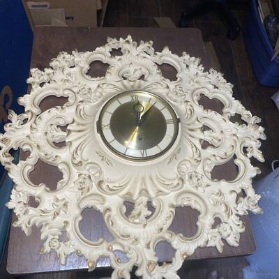 Syroco Clock & Sconces Cream Gold Hollywood Regency Style Mid Century 8 ...