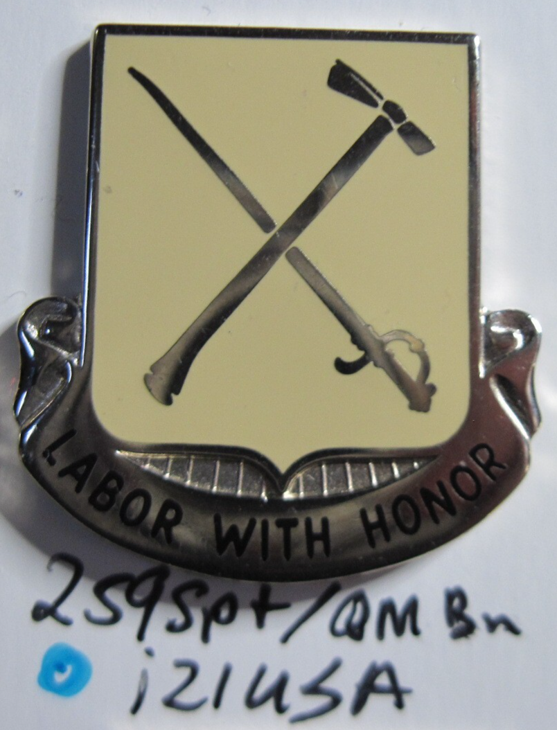 Army crest DI dui CB clutchback 259th SUPPORT / QUARTERMASTER BATTALION ...