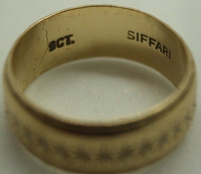 100% Genuine Vintage 9k Yellow Gold Siffari Wedder Eternity Band Ring 6 ...