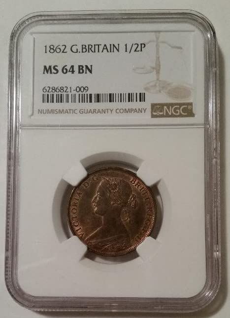 Great Britain 1862 Victoria 1/2 Penny MS64 BN NGC | eBay