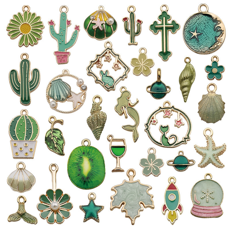 31/40pcs Mix Cute Enamel Charms Pendants for Jewellery Making Earrings ...
