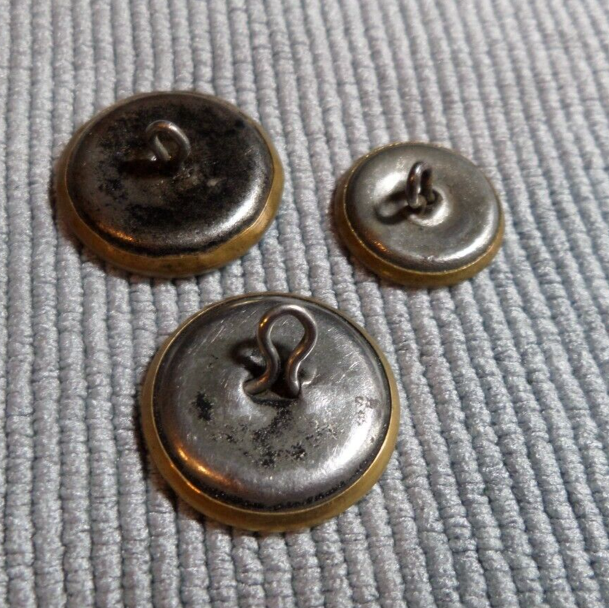 3 Antique Metal Picture Verbal Work Buttons THE FREELAND Railroad ...