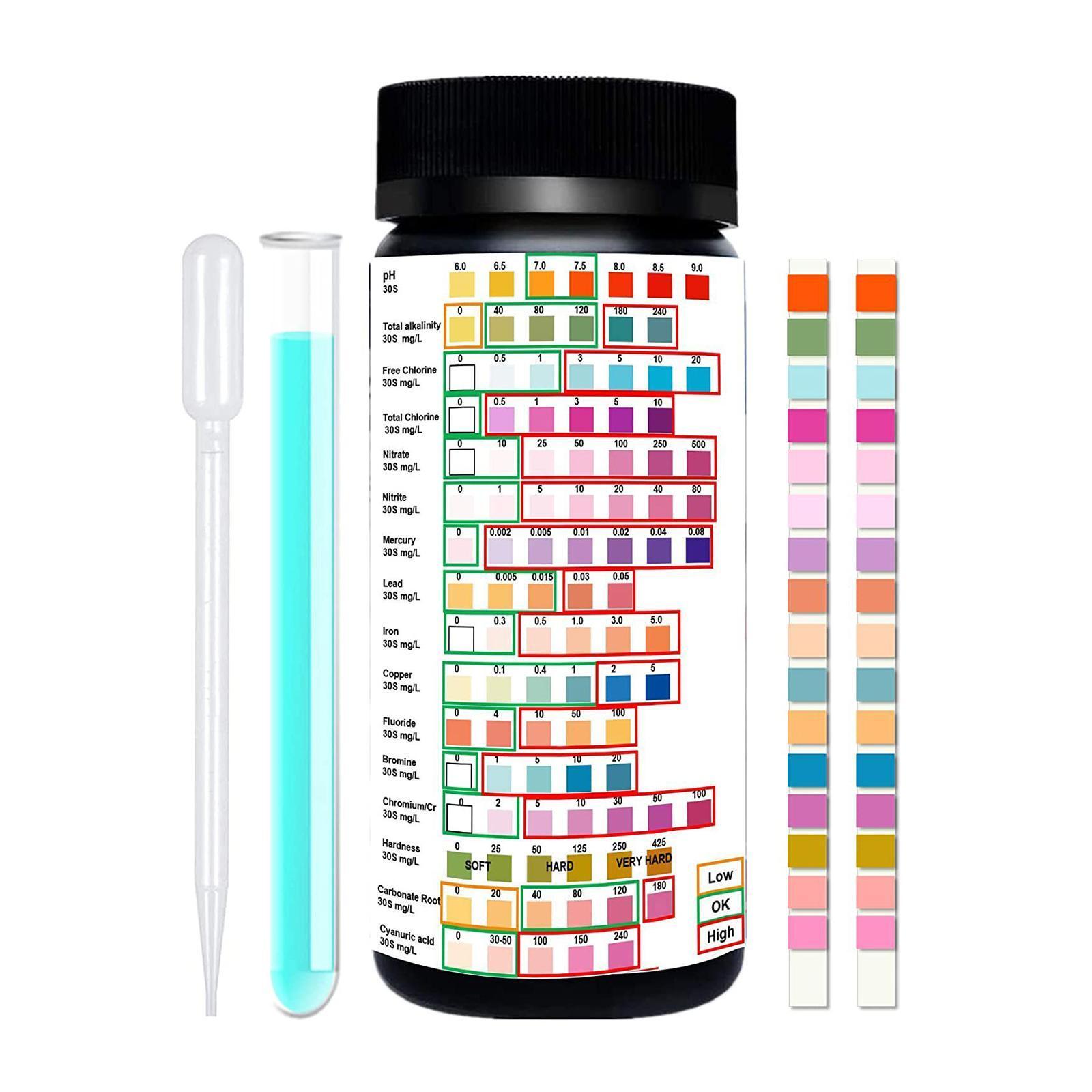 100Pcs Water Testing Sets Ph Test Strips Pool Water Testing ...