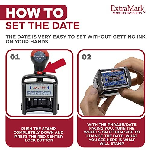 Heavy Duty Office Date Stamp with Paid - Self Inking Dater - D - Blue ...
