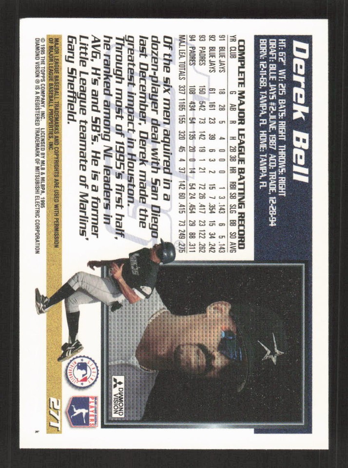 1995 Topps Traded & Rookies #27T Derek Bell Houston Astros | eBay