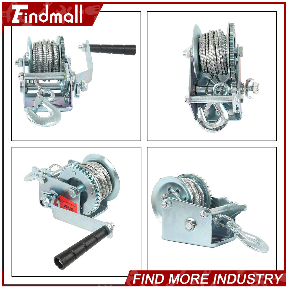Findmall 600lbs Hand Winch Heavy Duty Steel Cable Crank Gear For Boat ...