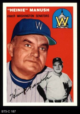 1954 Topps Archives / Reprint #187 Heinie Manush Senators COACH HOF 8 ...