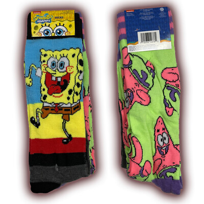 SPONGEBOB Socks - 2 PAIRS 🧦🧦 Size 6-12 - Squarepants Nickelodeon + GARY ...