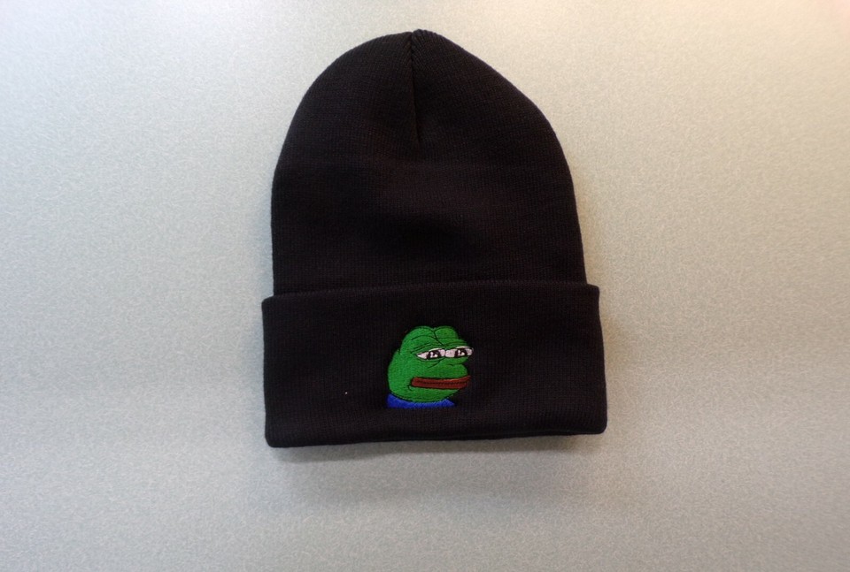 Pepe The Frog Smiling Embroidered Knit Beanie Hat Cap OSFA KEK New | eBay