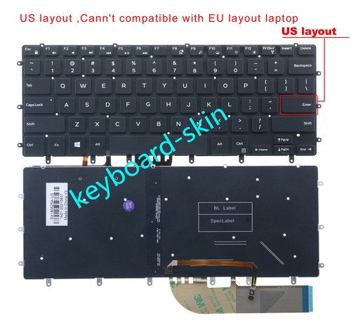 US backlit keyboard for Dell Precision 5510 5520 5530 XPS 15-9550 9560 ...