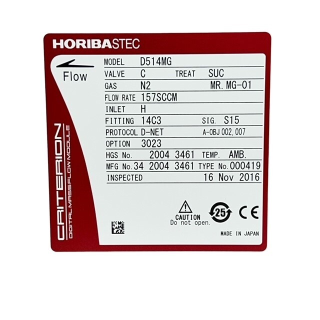 HORIBA+Stec+D514MG+Criterion+Digital+Mass+Flow+Module+%28cl2+%2F+300+Sccm%29+D500 for sale ...