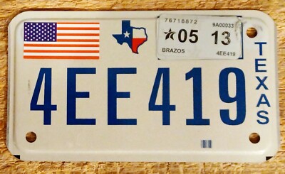 TEXAS Motorcycle License Plate BRAZOS County - Freedom Isn't FREE Gr8 ...