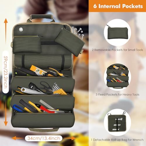 Roll Up Tool Bag, Extra Long Tool Roll Up Bag, 1680D Heavy Duty Tool ...