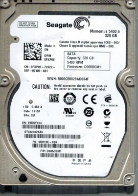 Seagate ST9320325AS P/N: 9HH13E-036 F/W: D005DEM1 SU 320GB | eBay UK
