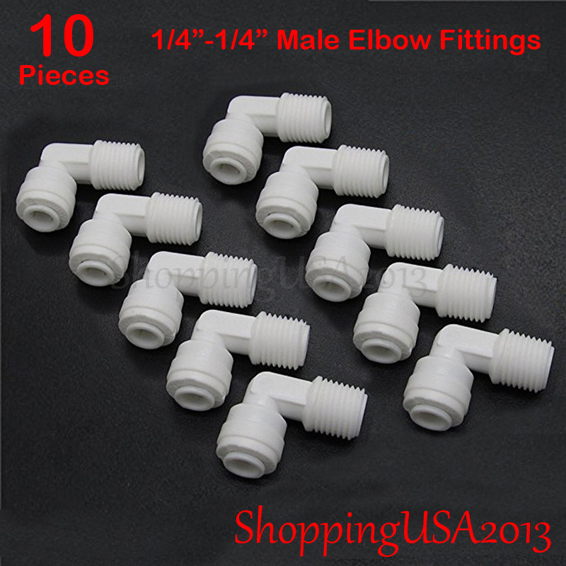 10 X 1/4"-1/4" Male Elbow Fittings Quick Connect Thread Push In 90 ...