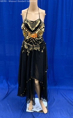 Women Black Gold 2Pc Embellished Belly Dancing Set | eBay