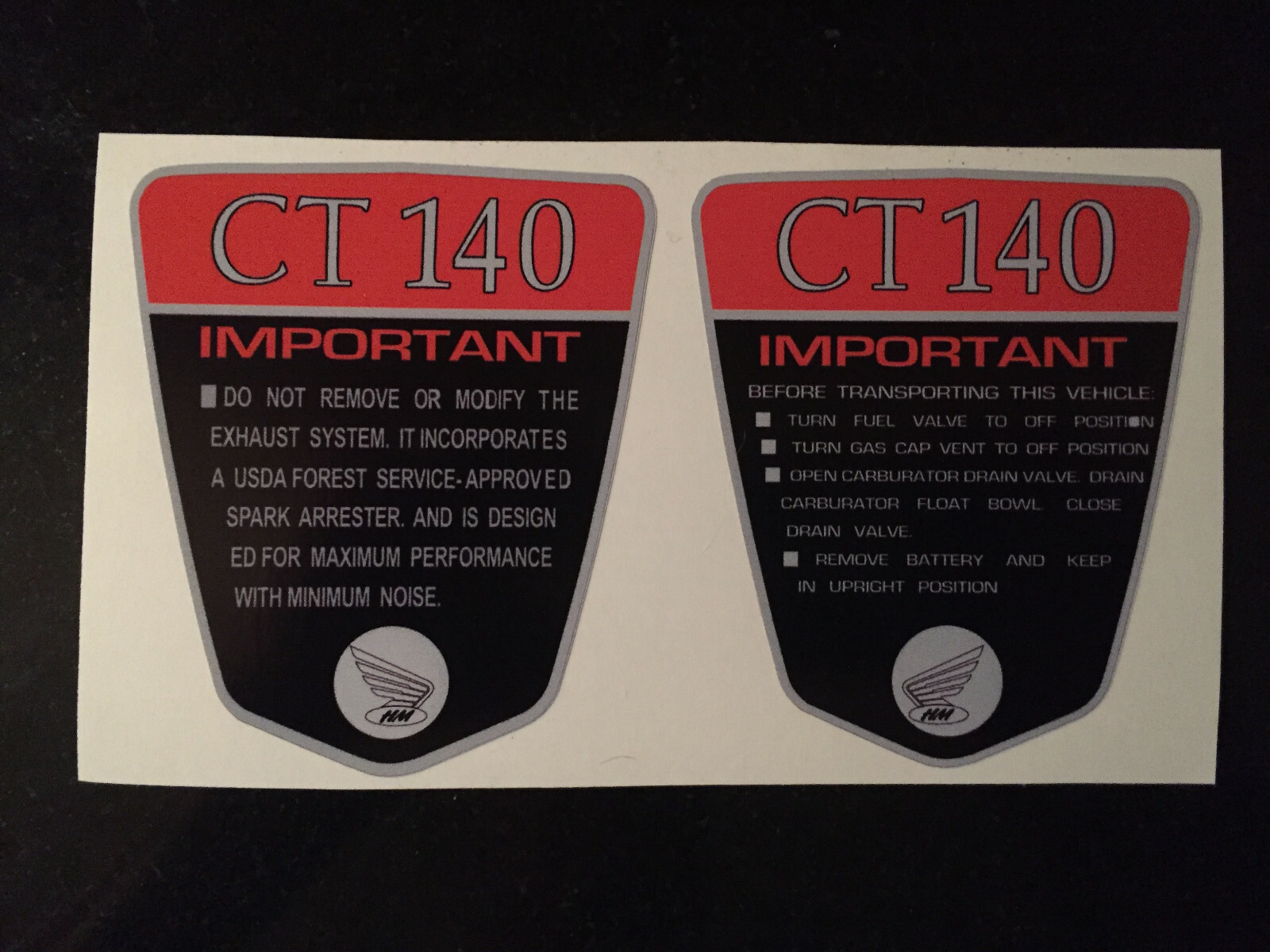 CT140 K1 CT70 140cc Custom frame decals, graphics, frame warning ORANGE ...