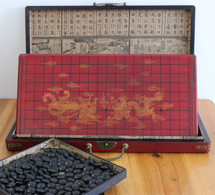 Chinese Go Game Set Leather Box Goban Board and Stone | eBay