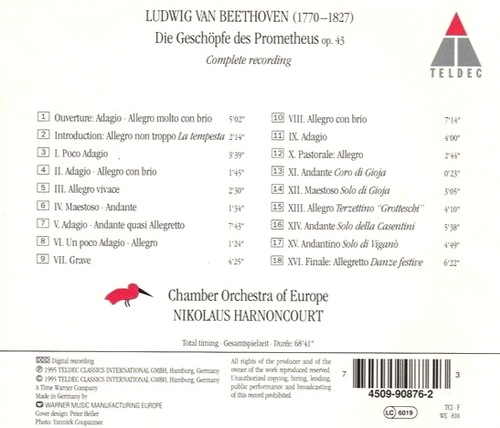 Beethoven The Creatures of Prometheus NIKOLAUS HARNONCOURT Teldec CD ...
