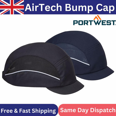PORTWEST AirTech Bump Cap Micro Peak Reflective Piping Hard Hat Head ...