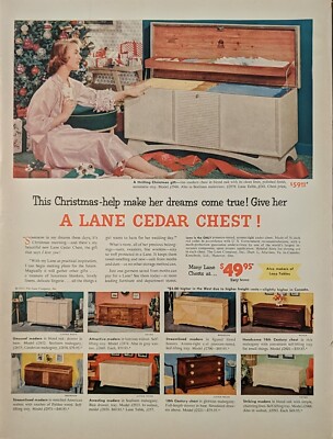 1955 Christmas Lane cedar hope chest. Blond Oak, Model 2966 Print Ad | eBay