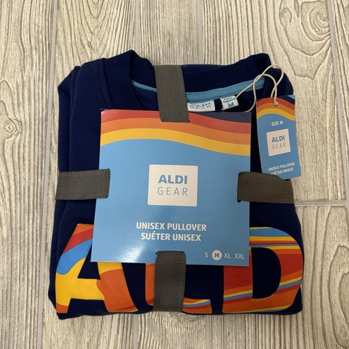 ALDI Gear 2024 Navy Blue Puff Print Logo Pullover Size M Unisex ...
